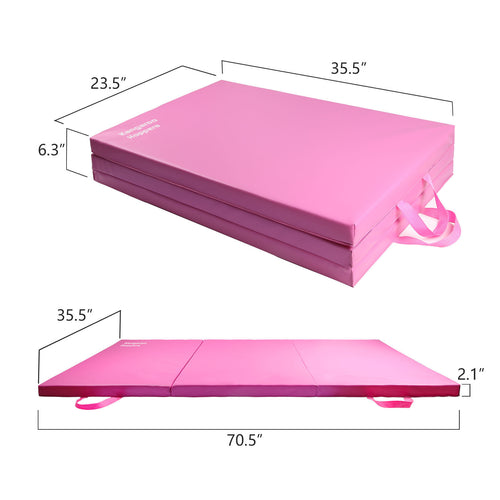 Tri-Fold Gymnastics Mat with Handles - Gymnastic Equipment for Kids ...