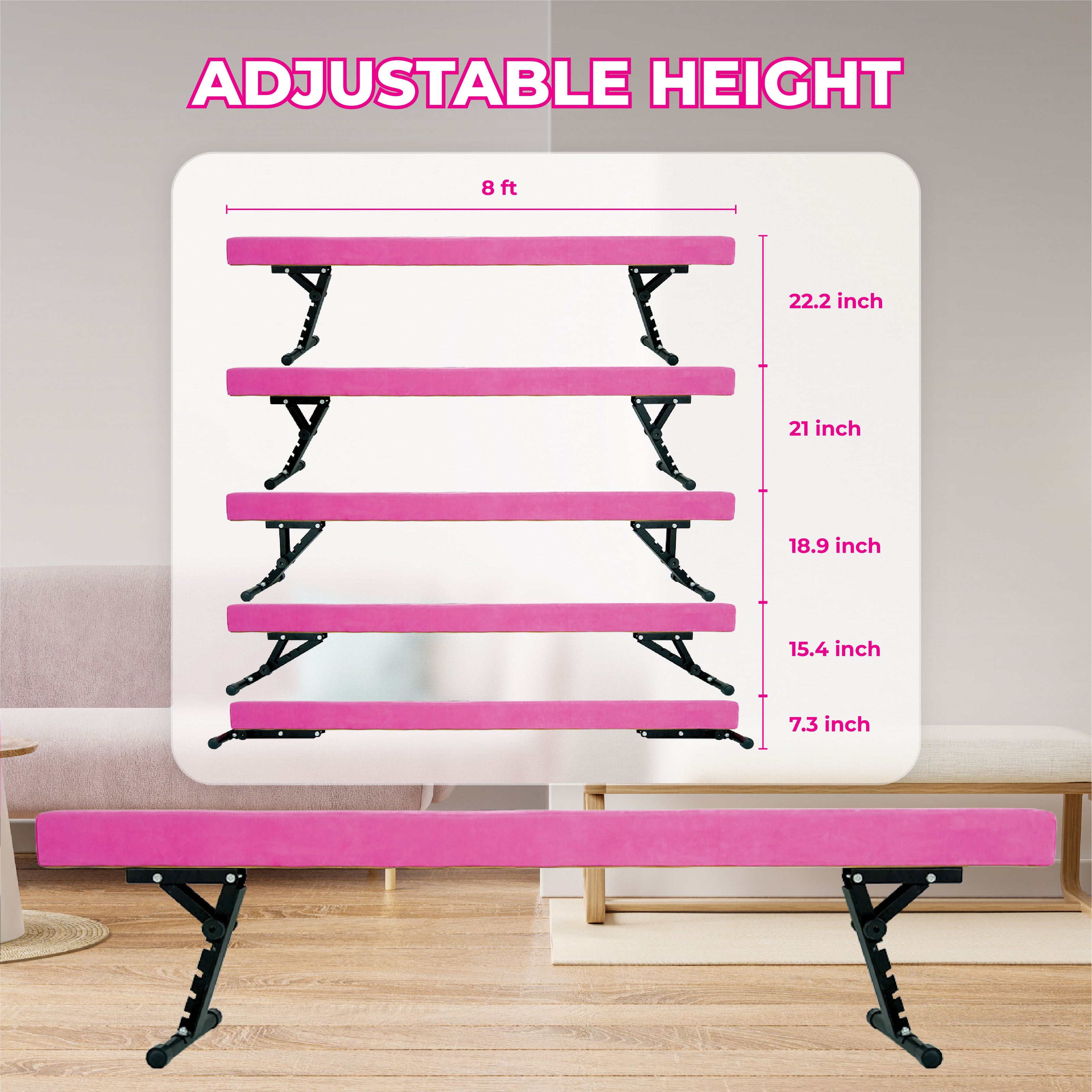 8ft Balance Beam - Gymnastic Equipment for Kids | Kangaroo Hoppers
