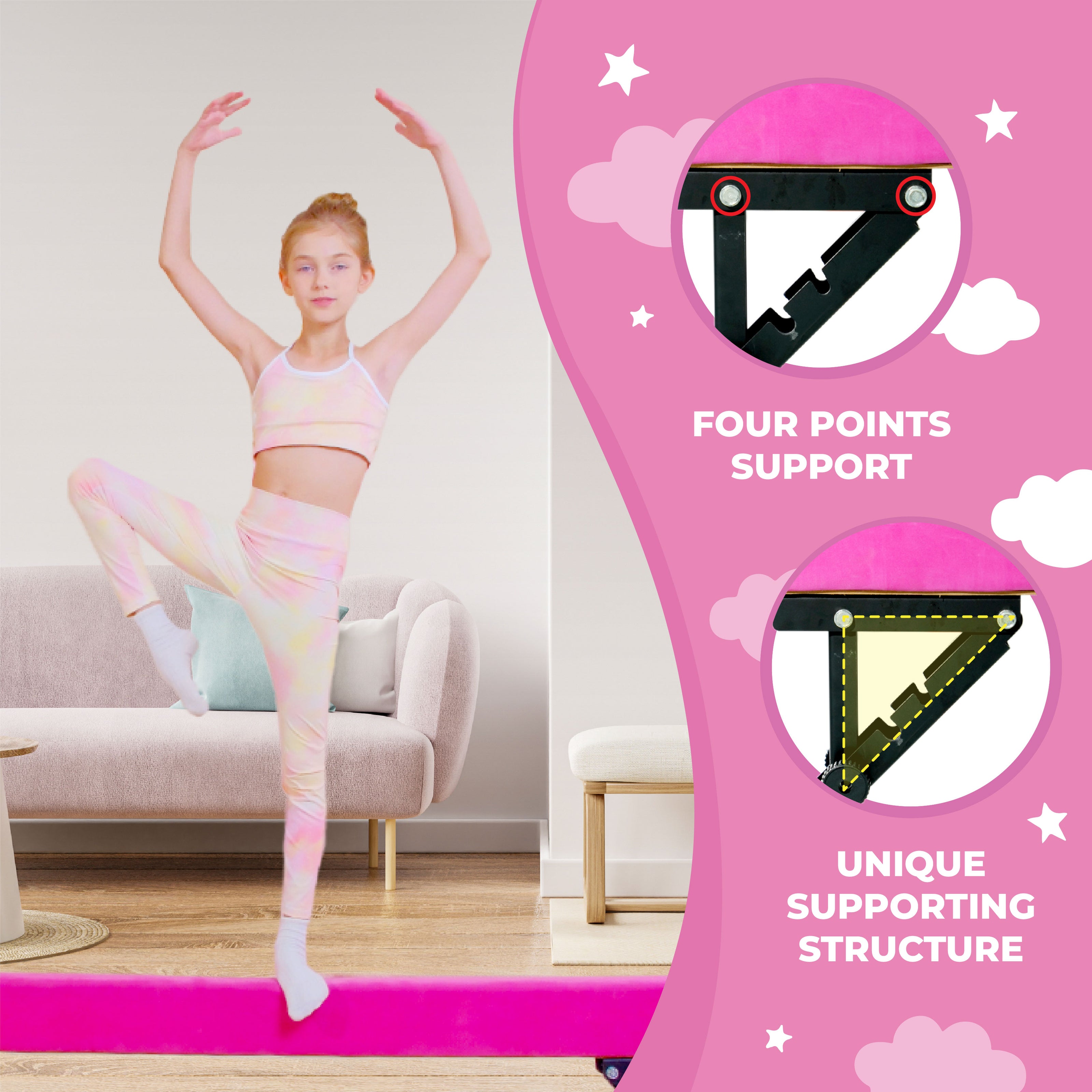 8ft Balance Beam - Gymnastic Equipment for Kids | Kangaroo Hoppers